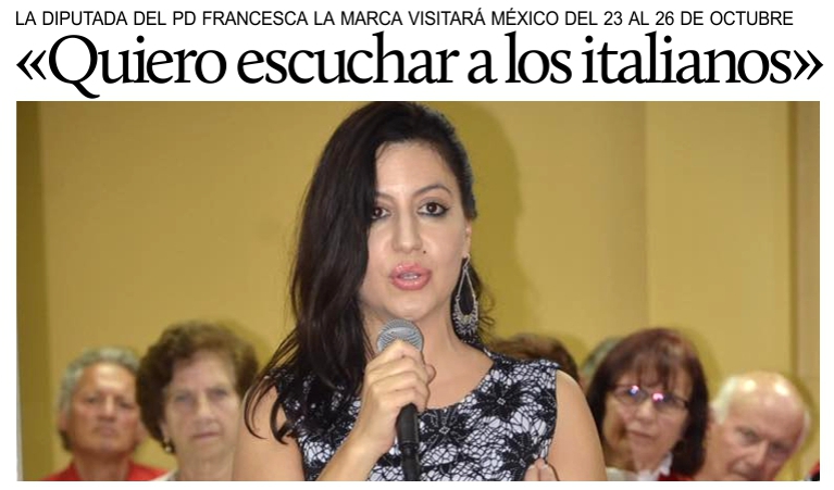 La diputada italiana Francesca La Marca visitará México del 23 al 26 de ...